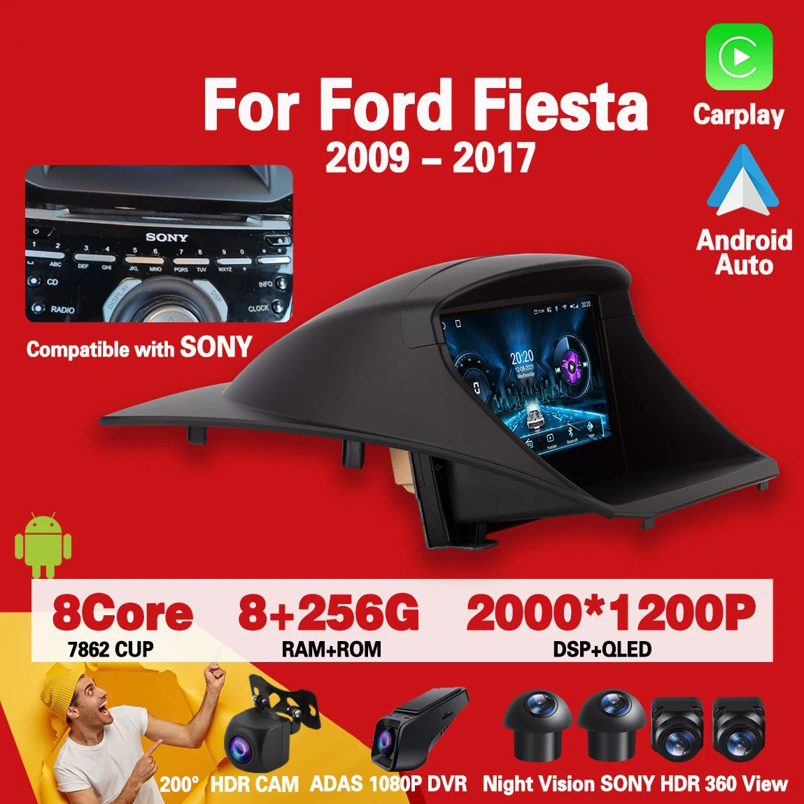 Android 13.0 for 2006-2011 FORD FIESTA Radio GPS Apple Carplay Android ...